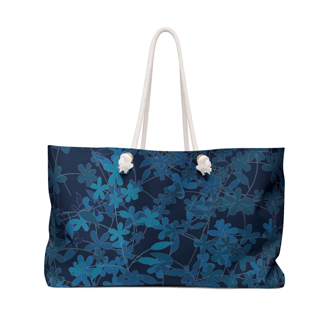 Beach Bag Bespoke Blue Floral Design - Etsy