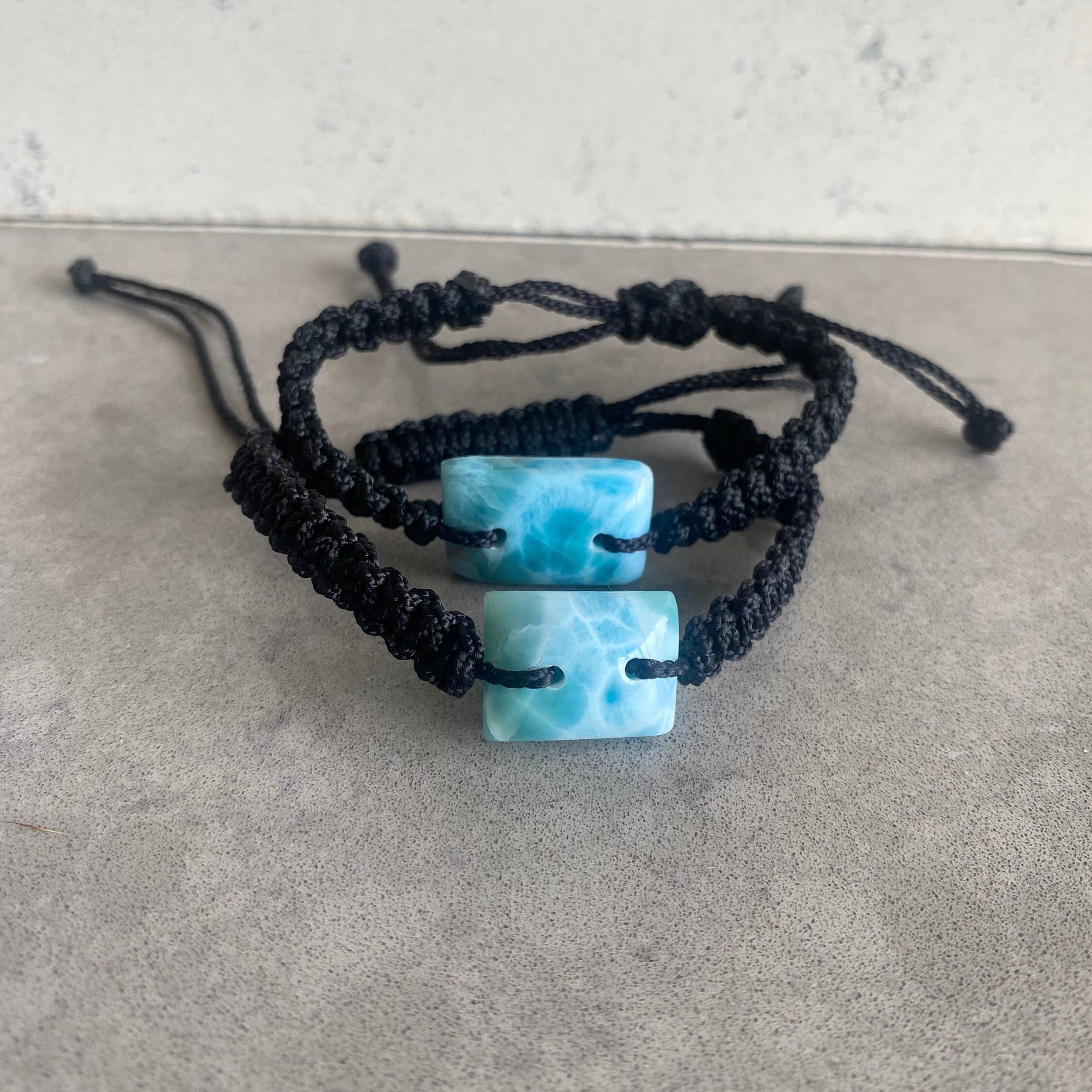 Larimar Macrame Bracelet Man Big Stone - Etsy