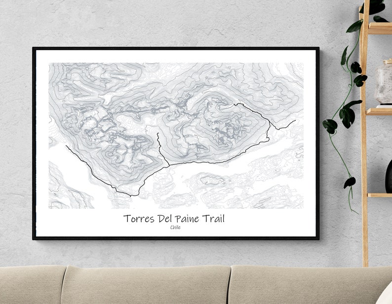 Torres Del Paine Topographic Map Poster, Chile National Park - Etsy