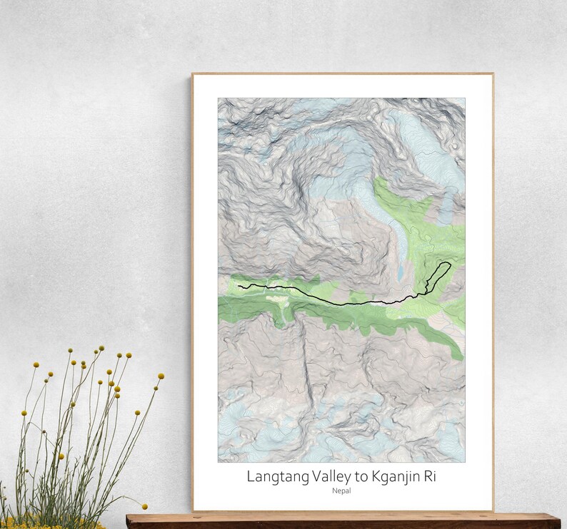 Langtang Valley Trek Topographic Map, Nepal Hiking Poster - Etsy