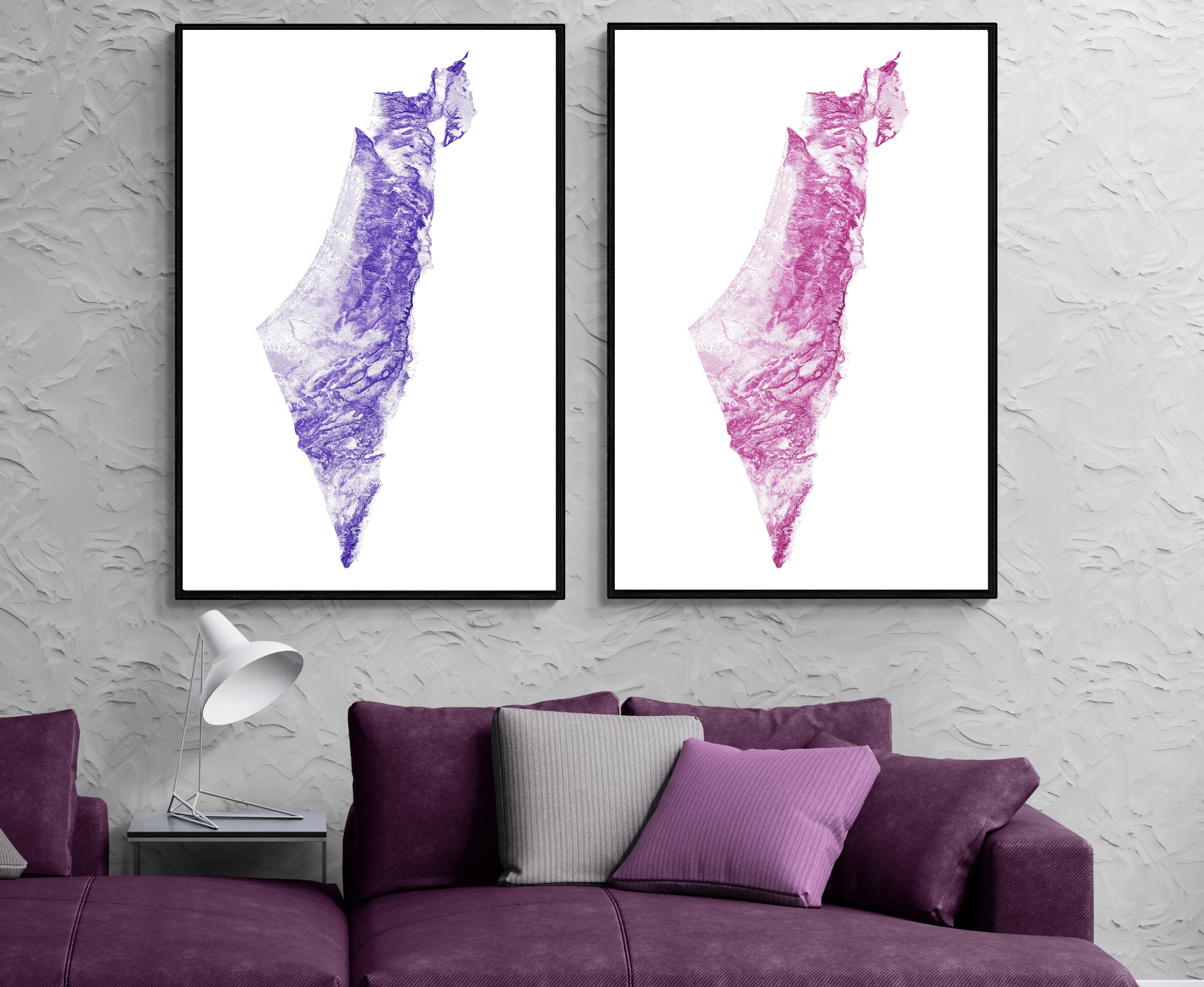 Israel Topographic Map Poster, Jewish Map Art Poster, Jerusalem Jewish ...