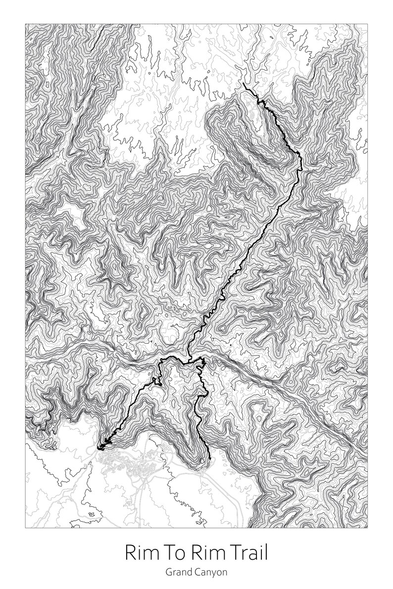 Grand Canyon Rim-to-rim Trail Topographic Map Poster - Etsy