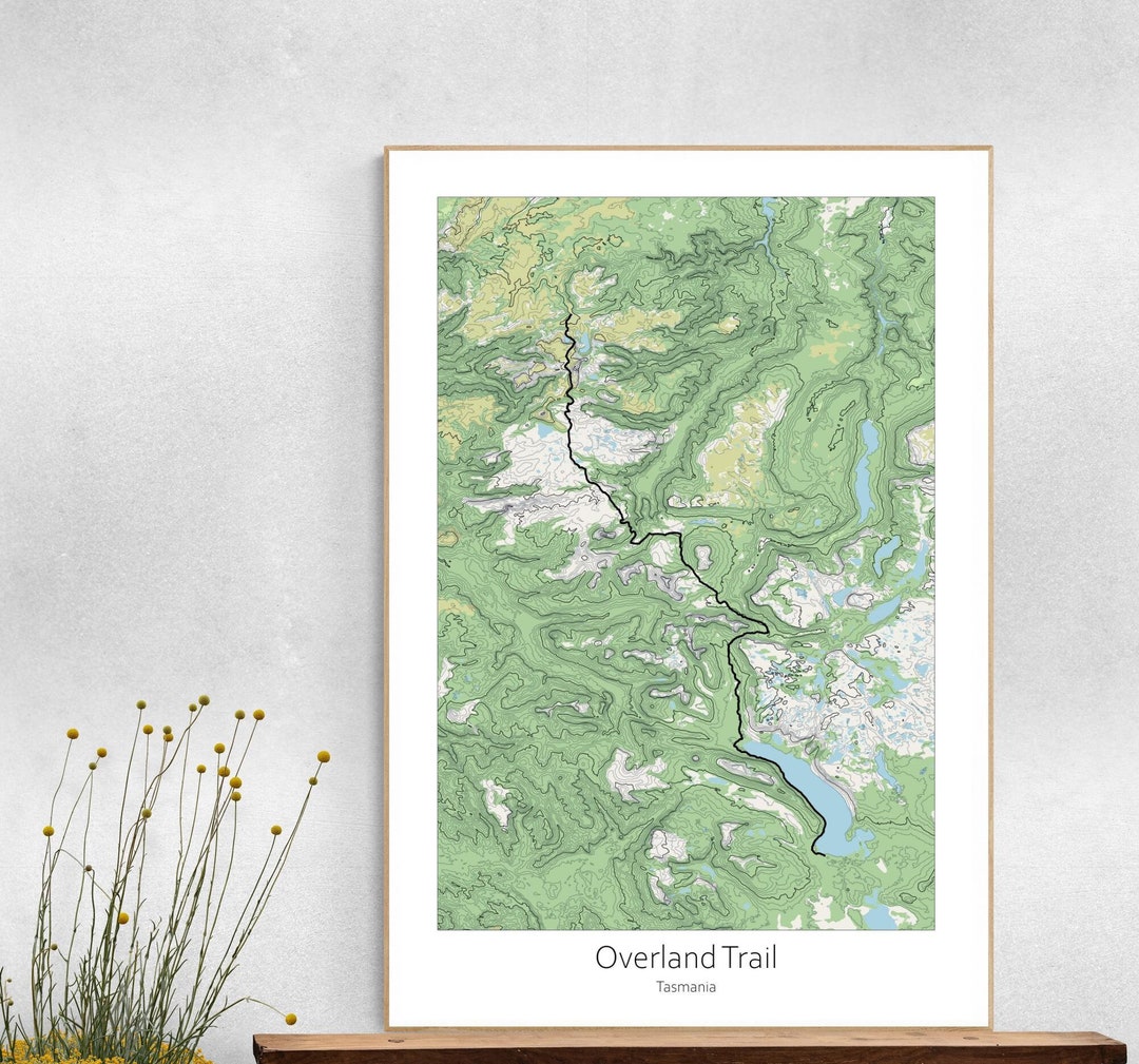 Overland Trail Topographic Map Poster, Tasmania Hike. - Etsy