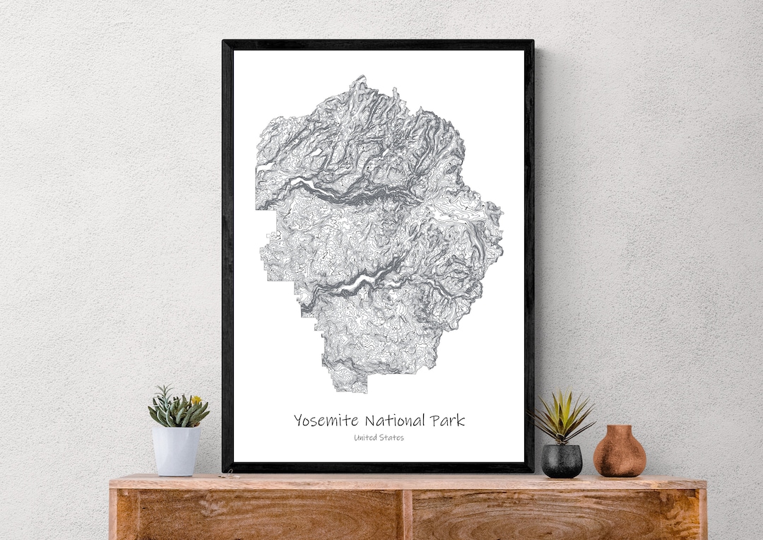 Yosemite National Park Topographic Map Poster, United States California ...