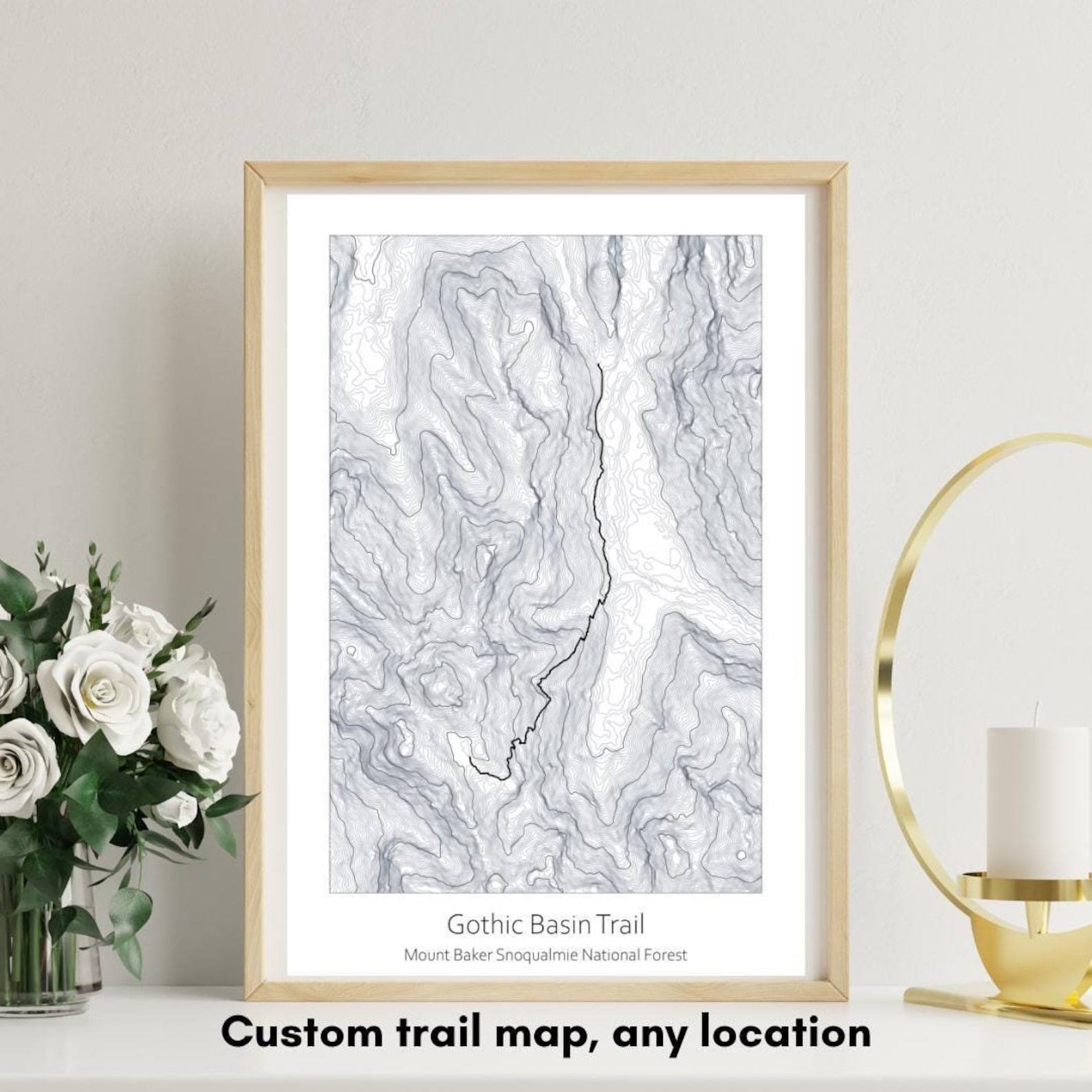 Custom Trail Map, Any Location Topographic Poster, Unique Gift for ...