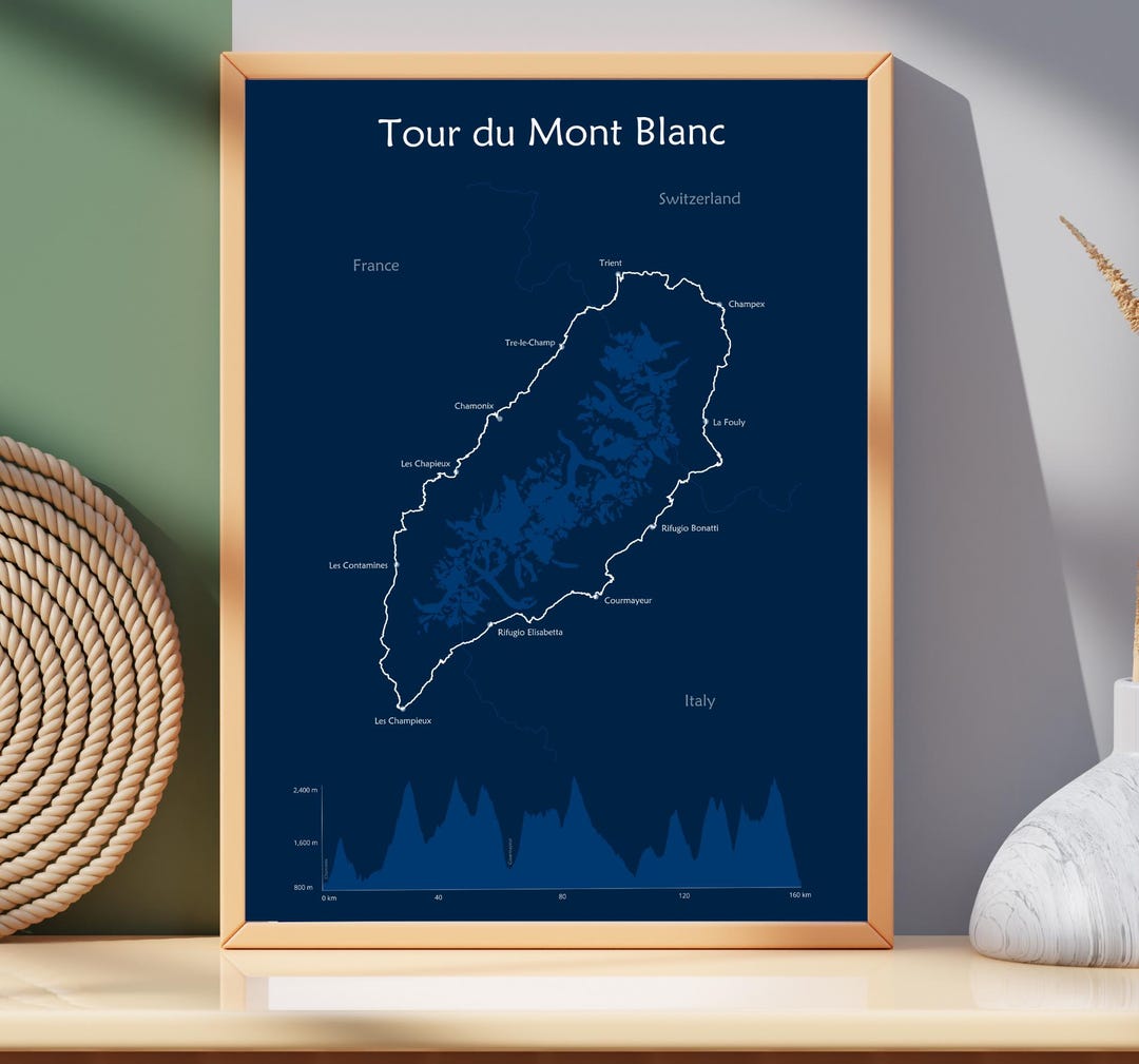 Tour Du Mont Blanc Trail Map Poster, TMB Trail Hiking. - Etsy