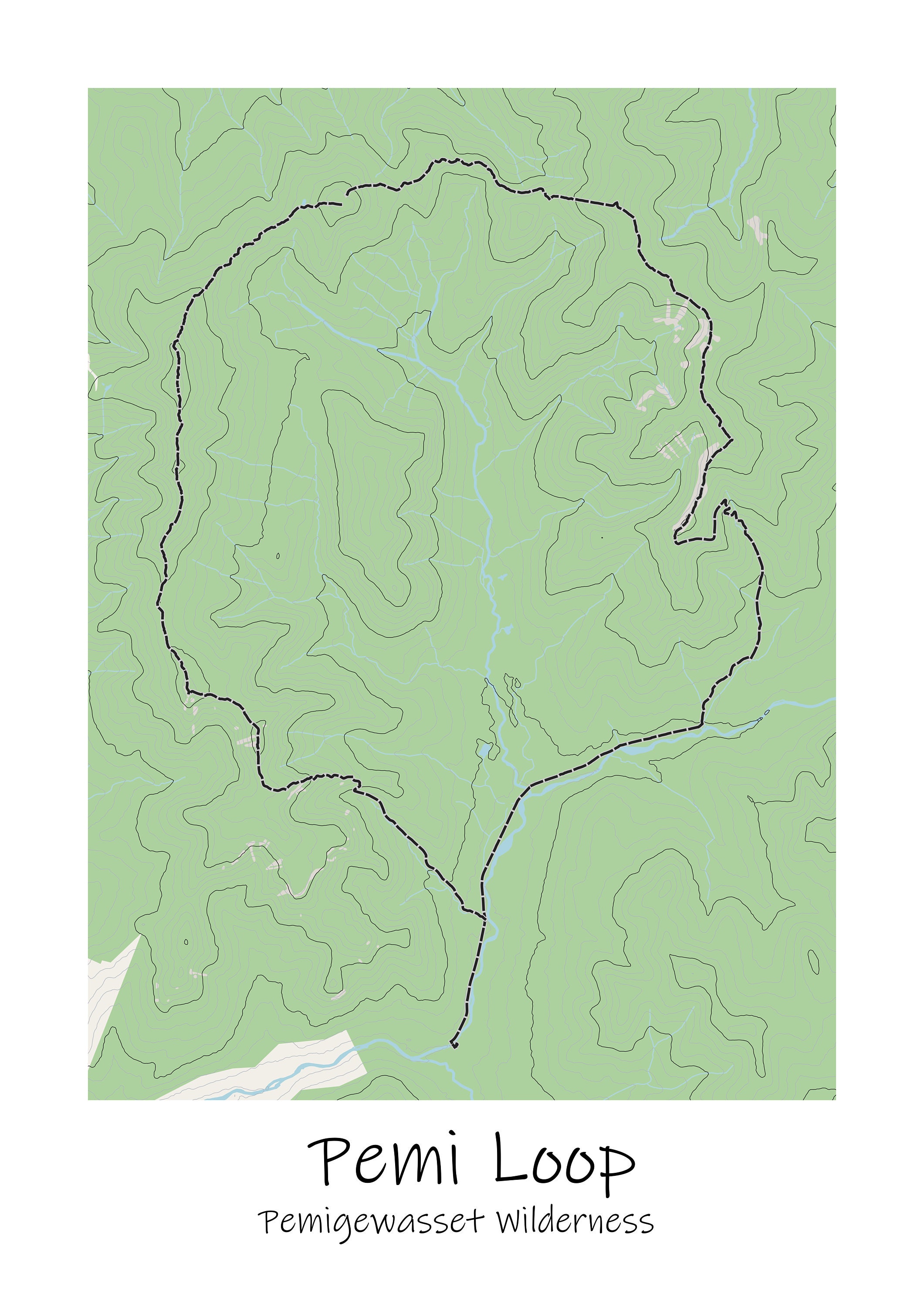 Pemi Loop Trail Topographic Map Poster, Pemigewasset Wilderness Trail ...