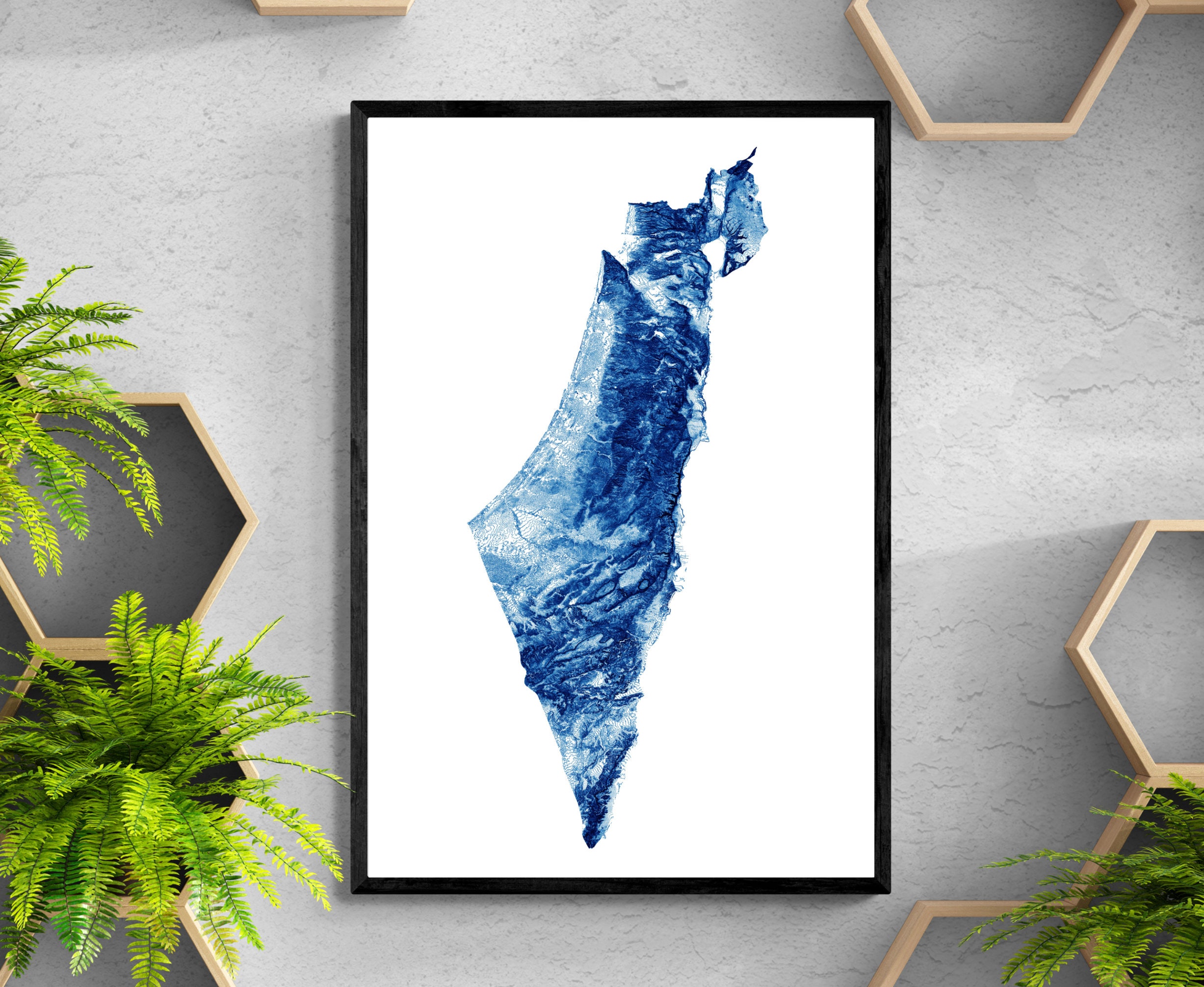 Israel Topographic Map Poster, Jewish Map Art Poster, Jerusalem Jewish ...