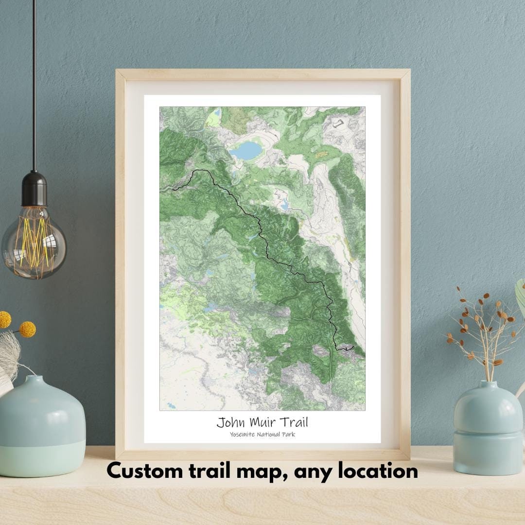 Custom Trail Map, Any Location Topographic Poster, Unique Gift for ...