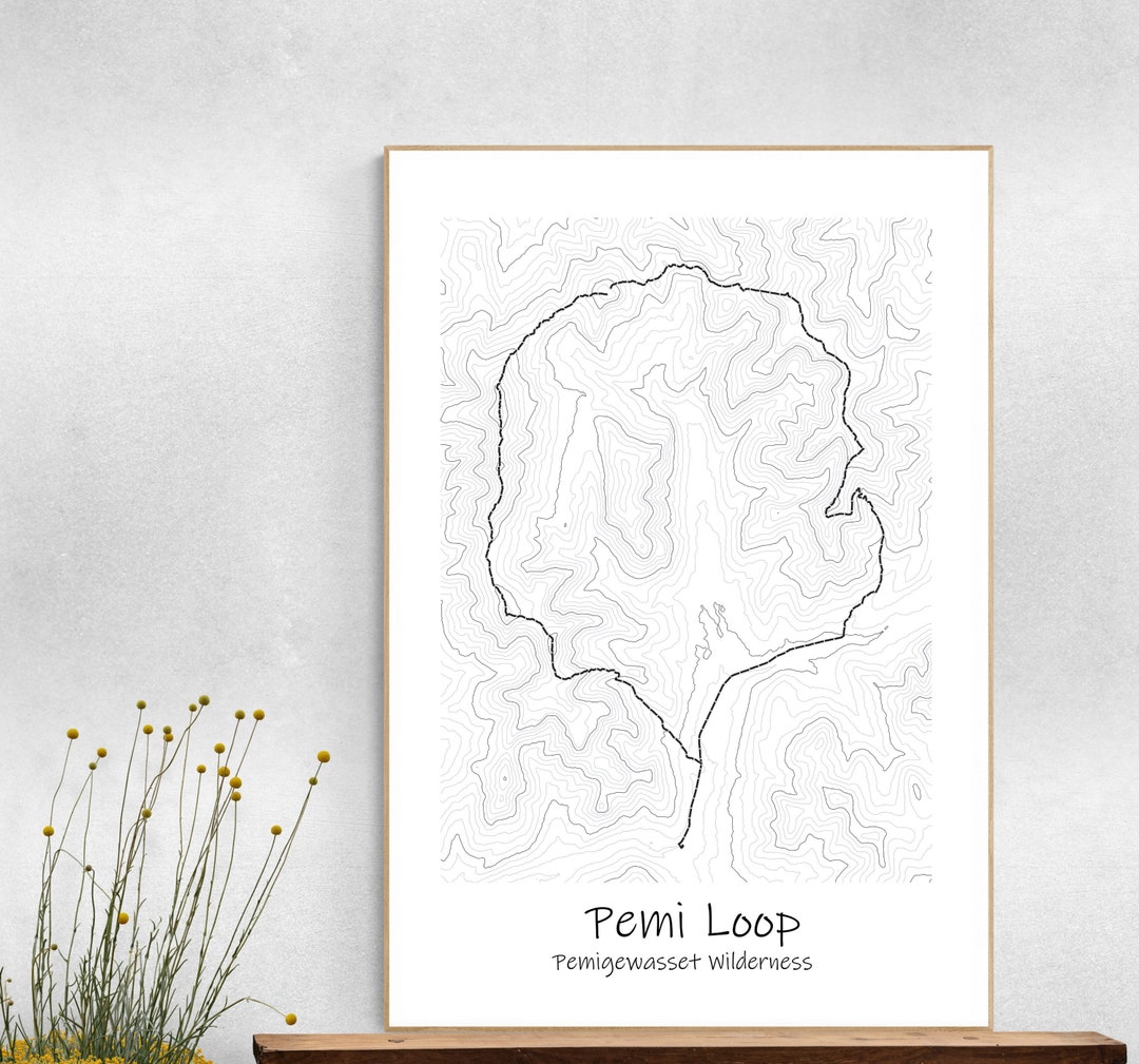 Pemi Loop Trail Topographic Map Poster, Pemigewasset Wilderness Trail ...