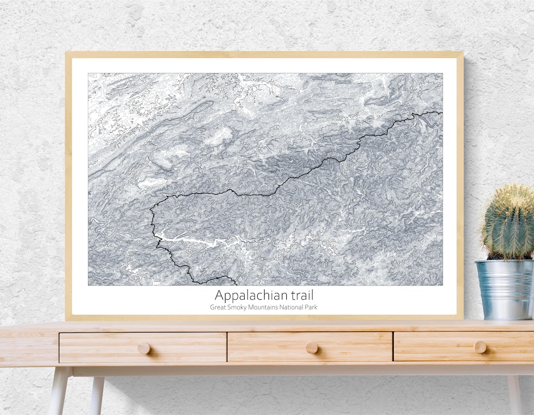 Appalachian Trail Topographic Map Poster, Great Smoky Mountains ...