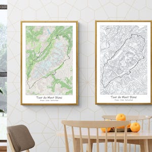 Tour Du Mont Blanc Trail Topographic Map Poster, TMB Trail Hiking, Mont ...