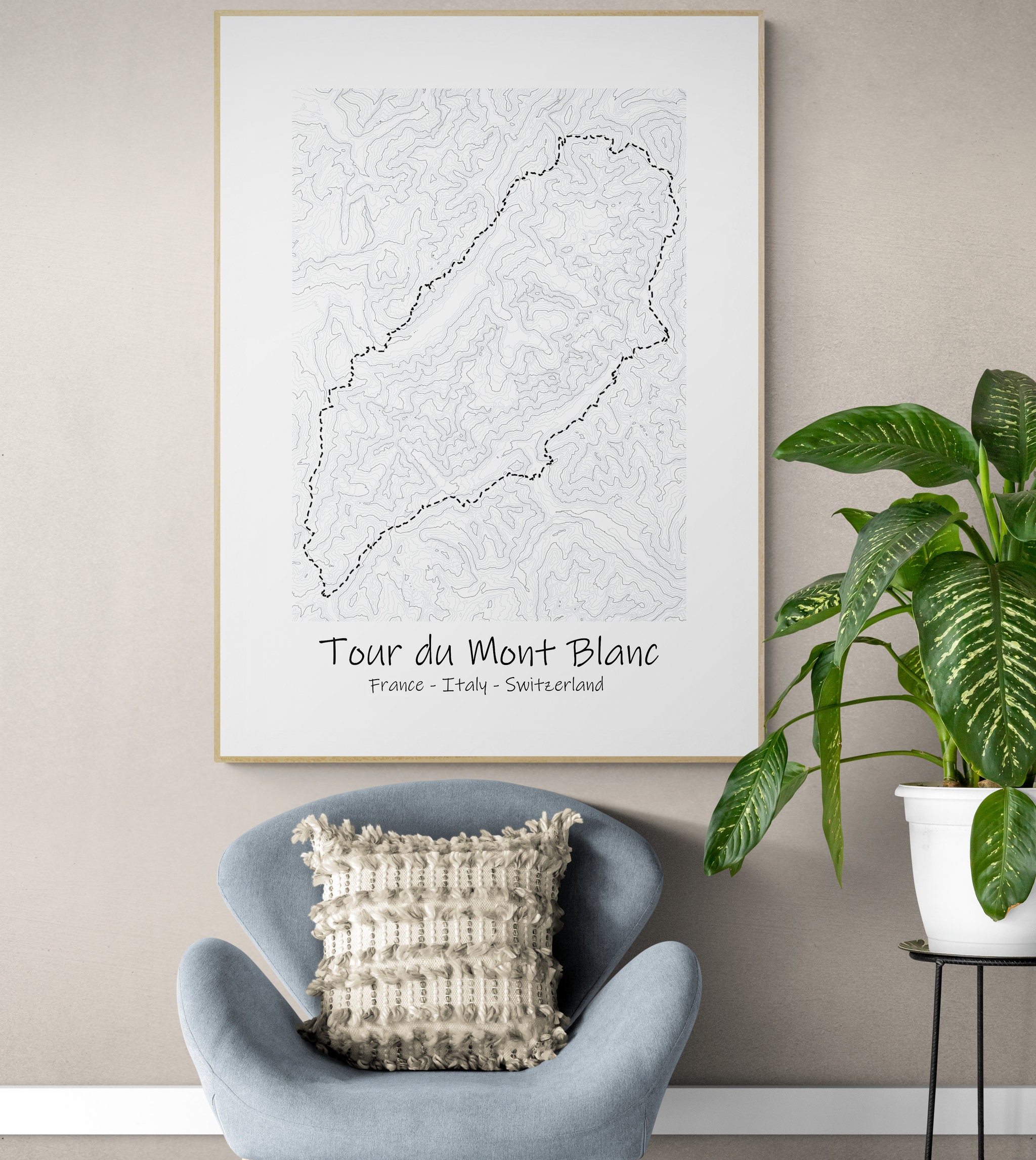 Tour Du Mont Blanc Trail Topographic Map Poster TMB Trail - Etsy