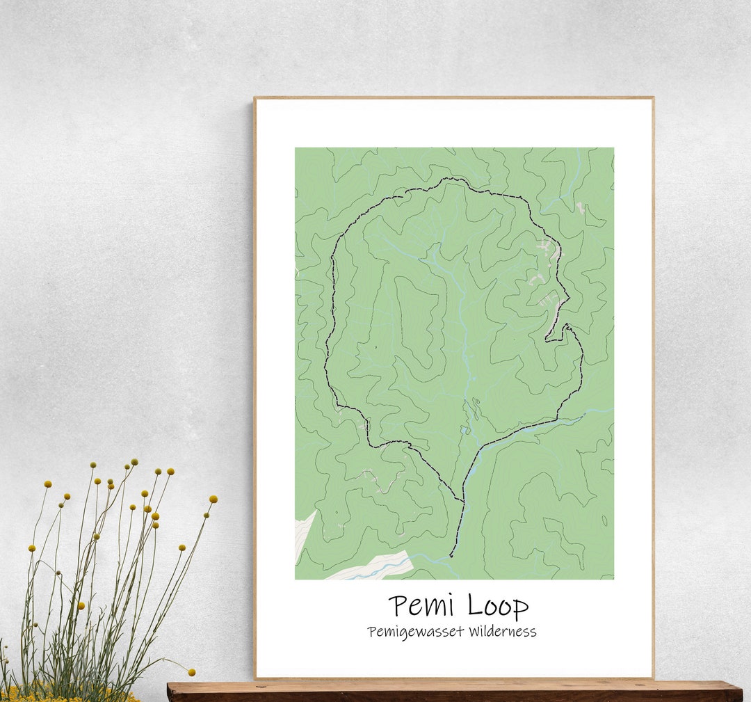 Pemi Loop Trail Topographic Map Poster, Pemigewasset Wilderness Trail ...