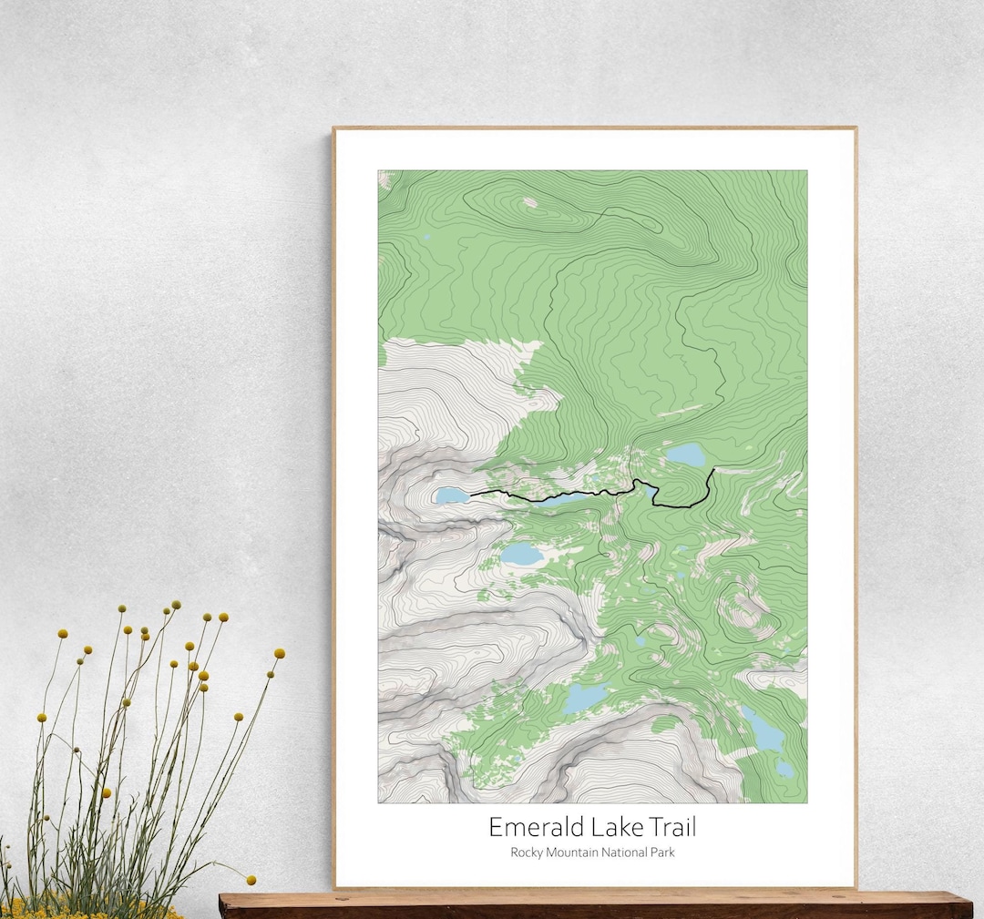 Emerald Lake Trail Topographic Map Poster, Rocky Mountain National Park ...
