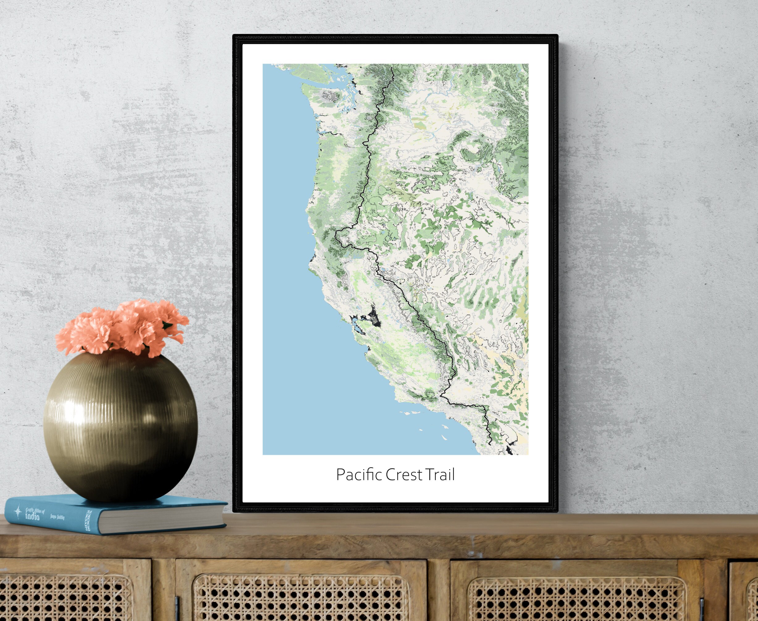 Pacific Crest Trail Topographic Map, PCT Trail Hiking, California Map ...