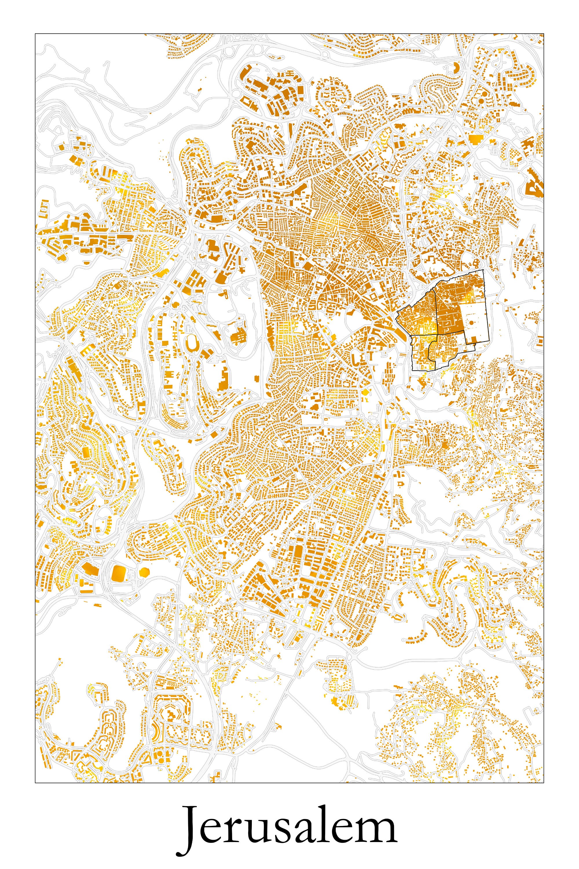 Jerusalem City Colorful Map Poster, Jewish Peace Map Art Poster ...