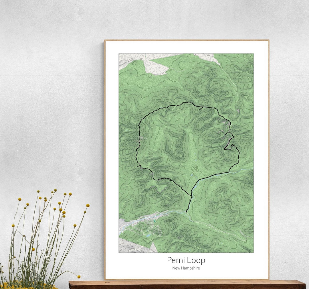 Pemi Loop Trail Topographic Map Poster, Pemigewasset Wilderness Trail ...