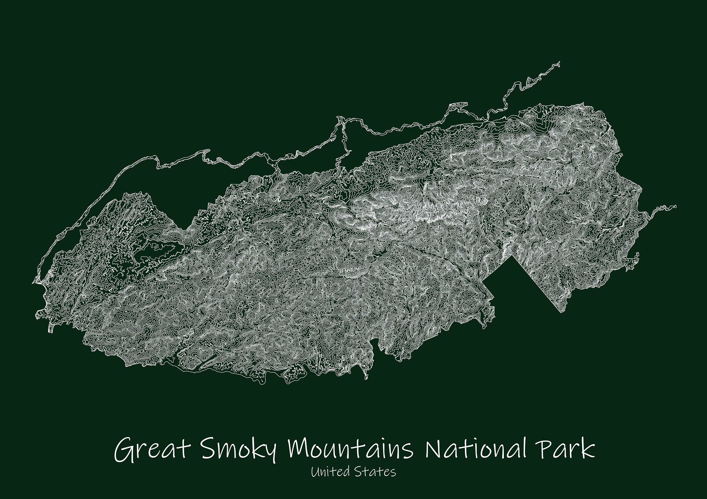Great Smoky Mountains National Park Topographic Map Poster, United ...