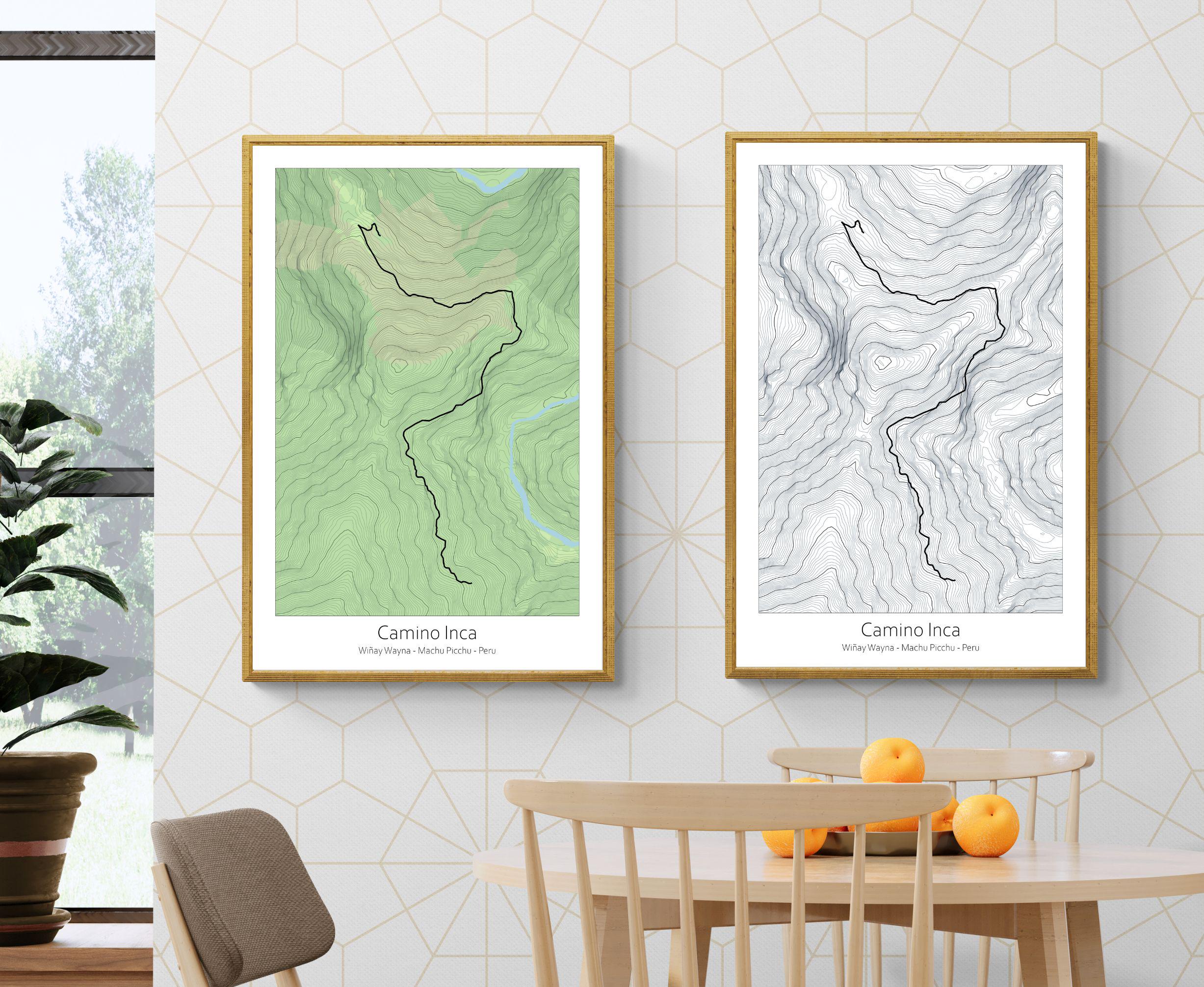Inca Trail Segment 4 Winay Wayna Machu Picchu Topographic Map Poster - Etsy