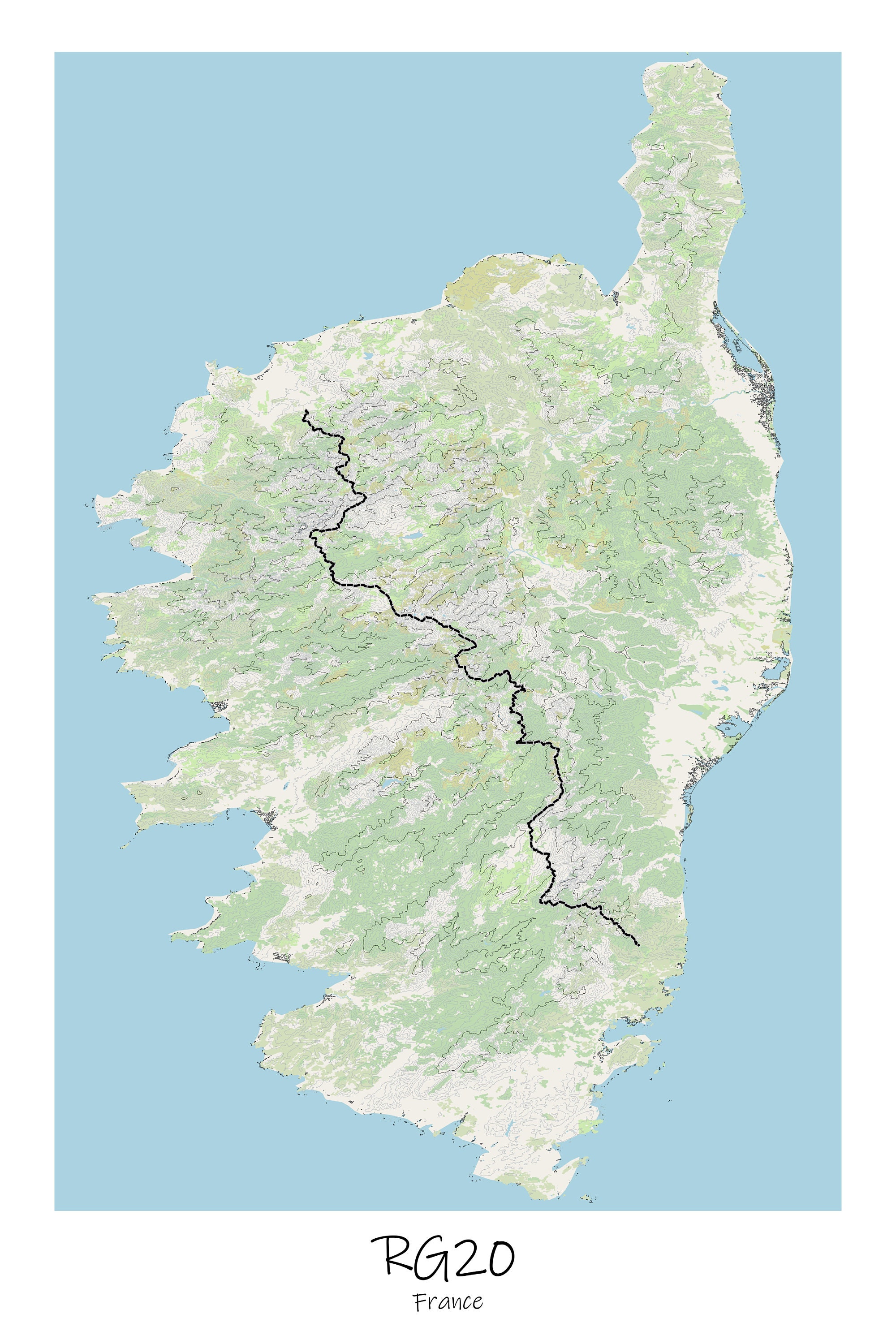 Digital GR20 Topographic Map Print Corsica Regional Nature - Etsy