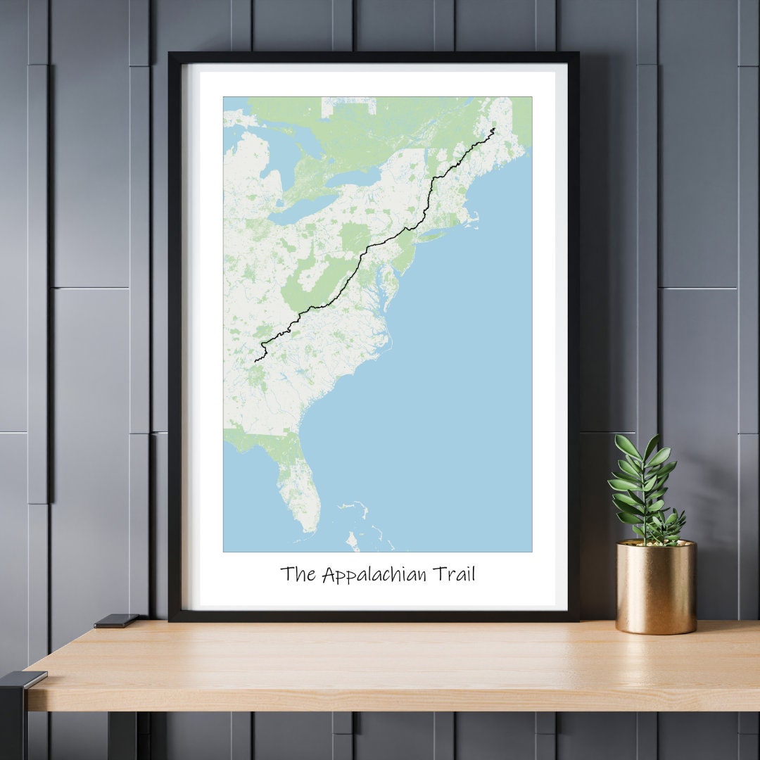 The Appalachian Trail Map Poster, United States Trail Hiking, AT Poster ...
