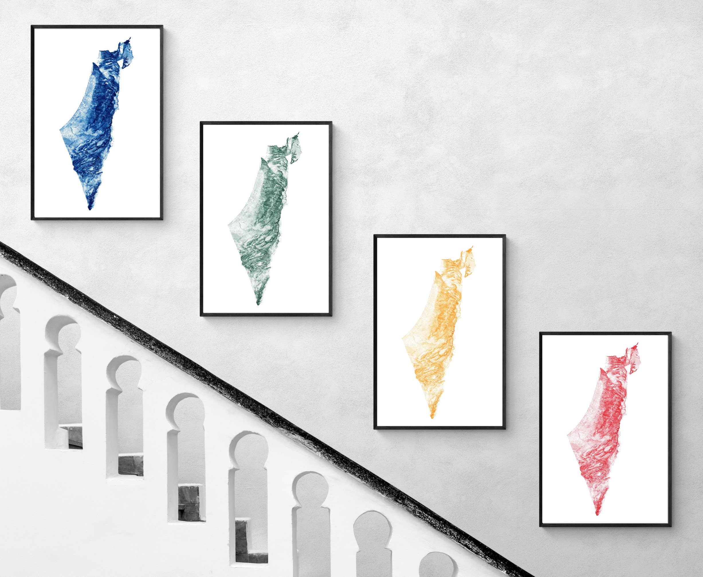 Israel Topographic Map Poster, Jewish Map Art Poster, Jerusalem Jewish ...