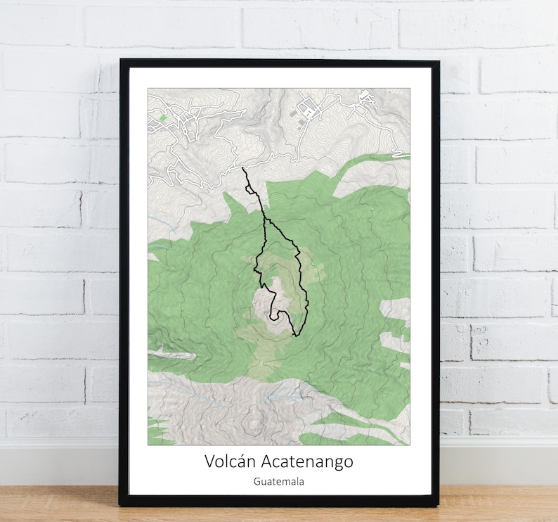 Volcán Acatenango Trail Map Poster, Guatemala Hiking Art Print - Etsy