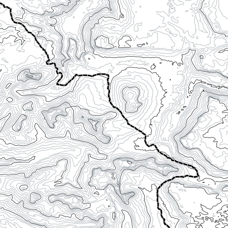 Overland Trail Topographic Map Poster, Tasmania Hike, Cradle Mountain ...