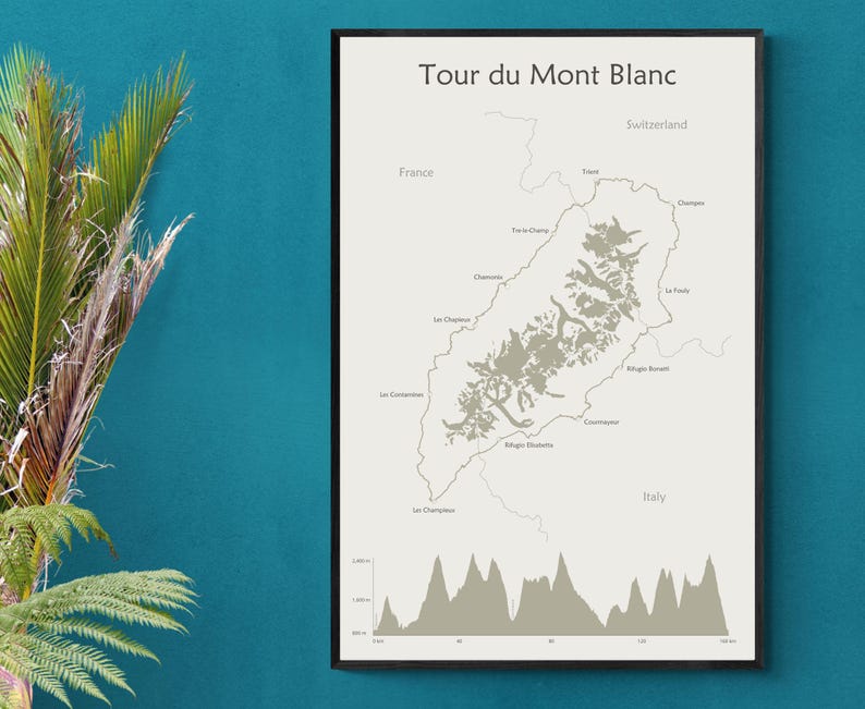 Tour Du Mont Blanc Trail Map Poster, TMB Trail Hiking. - Etsy