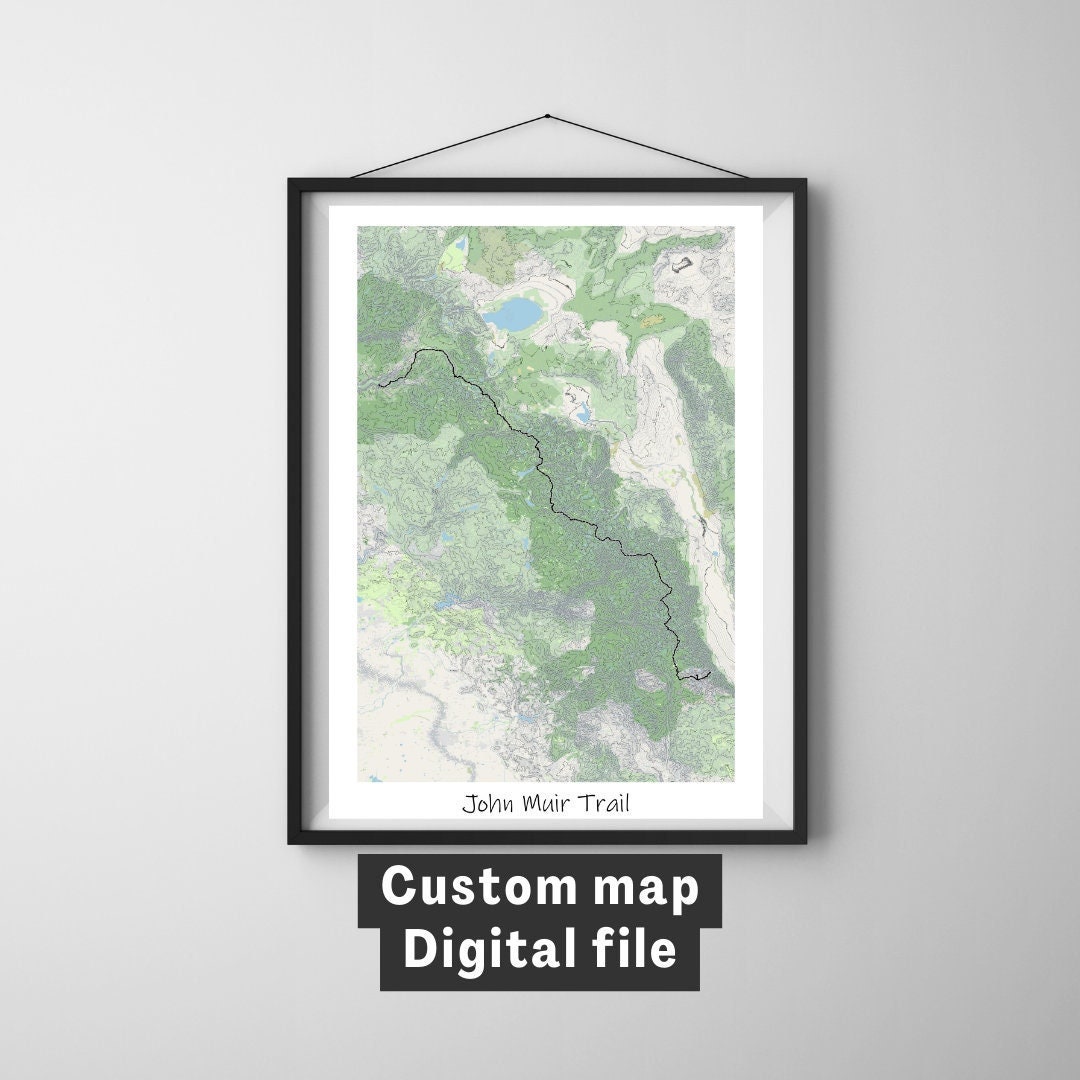 Custom Digital Map, Any Location City or Topographic Trail Map Poster ...