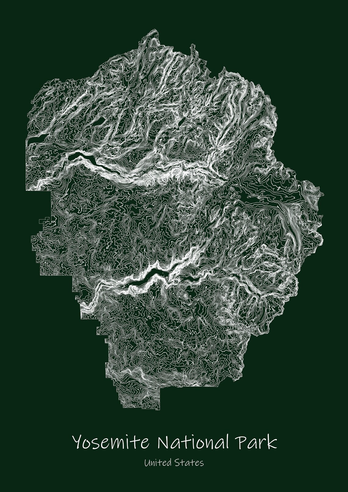 Digital Yosemite National Park Topographic Map Poster, United States ...
