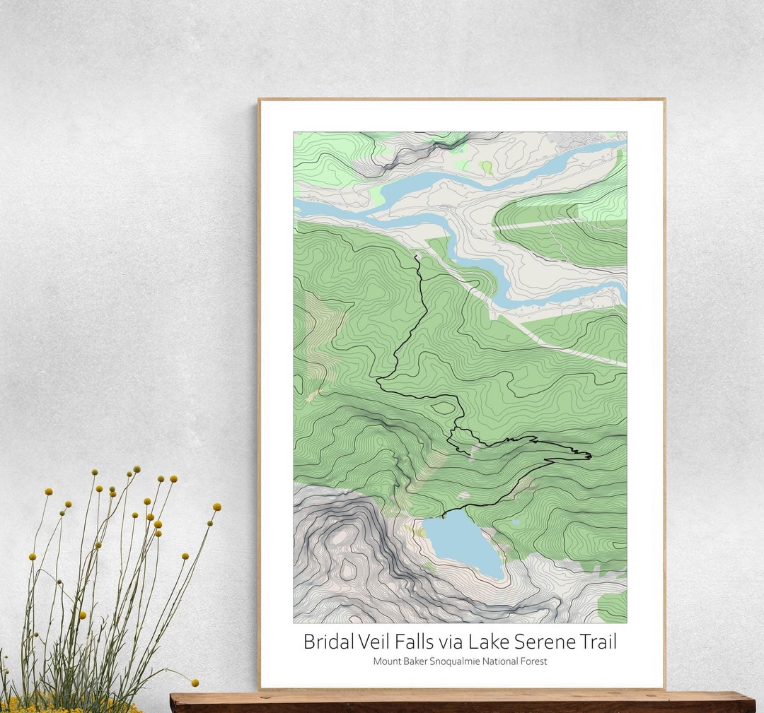 Lake Serene Trail Topographic Map, Bridal Veil Falls, Washington ...