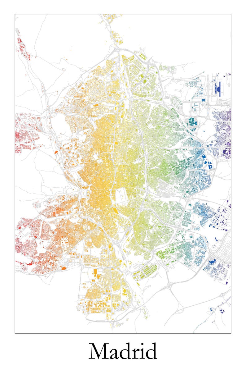 Madrid Pride Map Art Poster, Rainbow City Design - Etsy