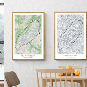Tour Du Mont Blanc Trail Topographic Map Poster, TMB Trail Hiking. - Etsy