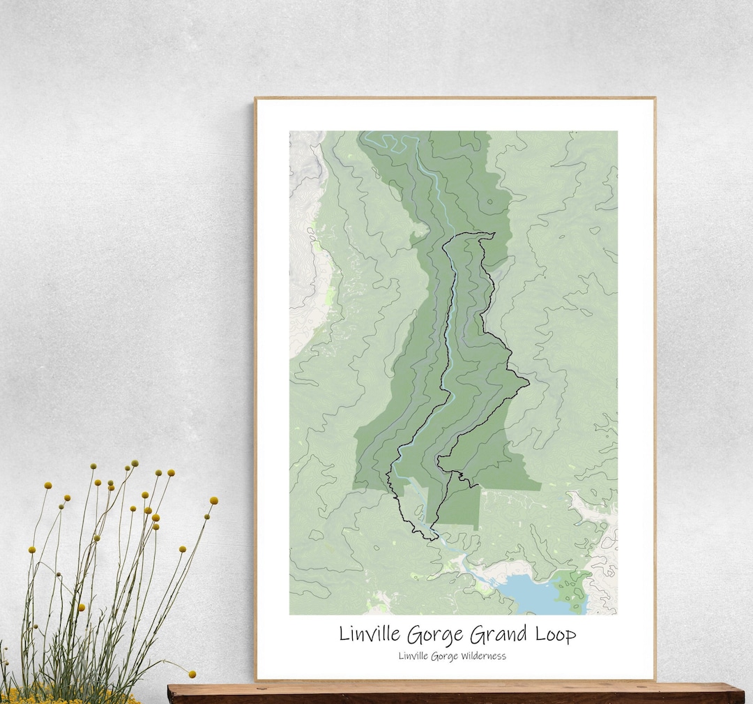 Linville Gorge Grand Loop Trail Topographic Map Poster,hiking North ...