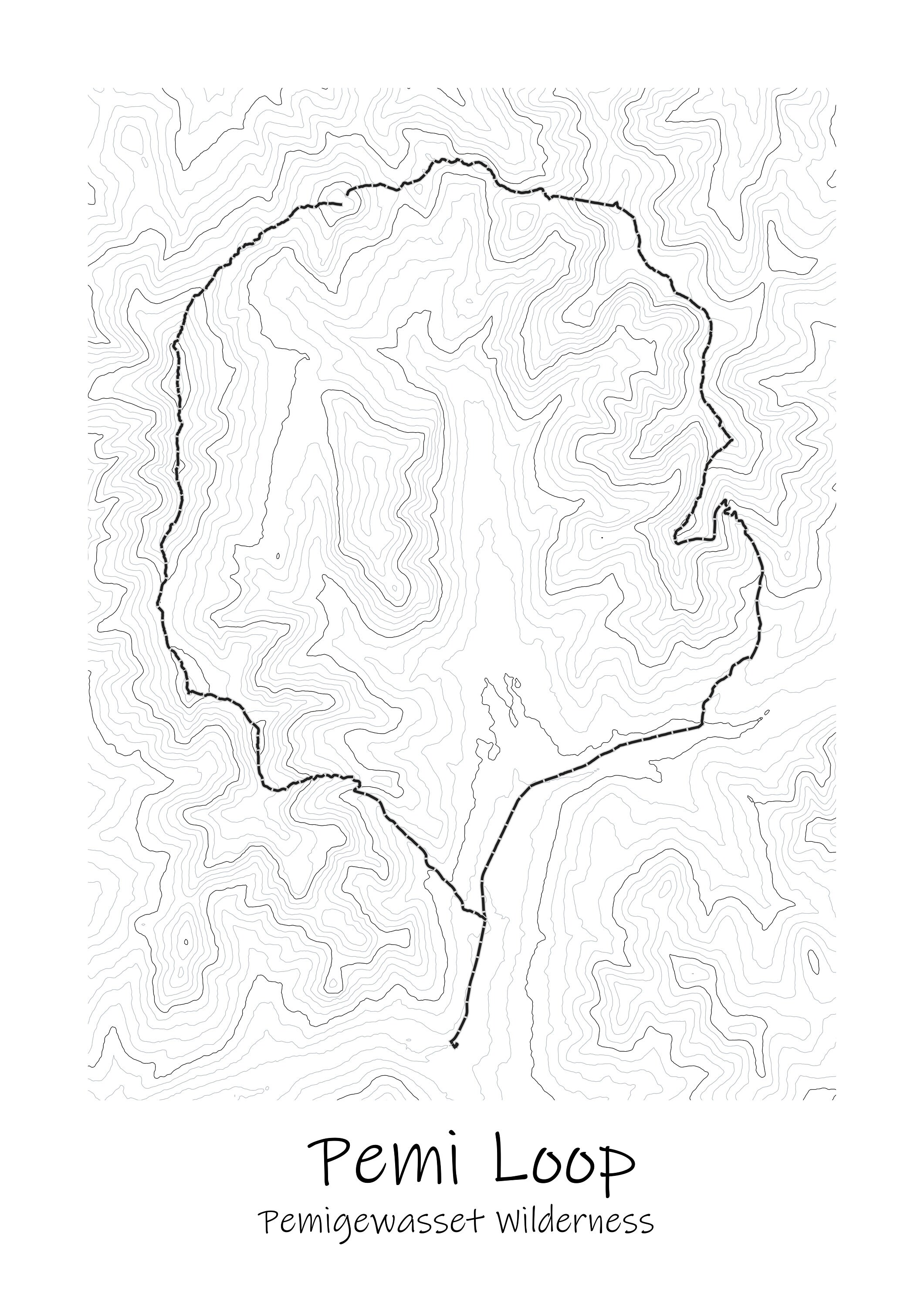 Pemi Loop Trail Topographic Map Poster, Pemigewasset Wilderness Trail ...