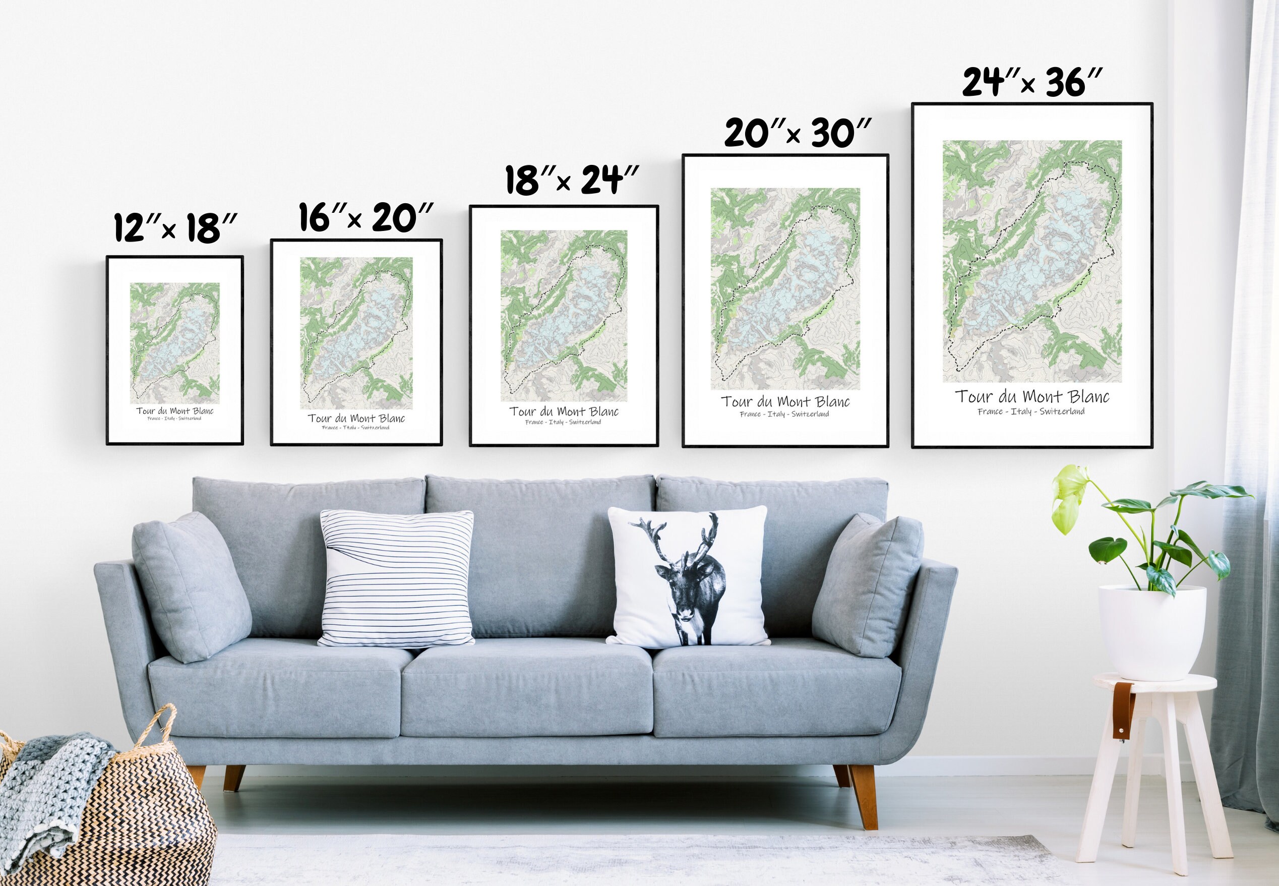 Tour Du Mont Blanc Trail Topographic Map Poster, TMB Trail Hiking. - Etsy