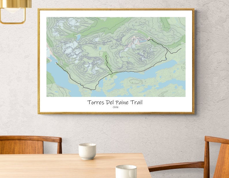 Torres Del Paine Topographic Map Poster, Chile National Park - Etsy