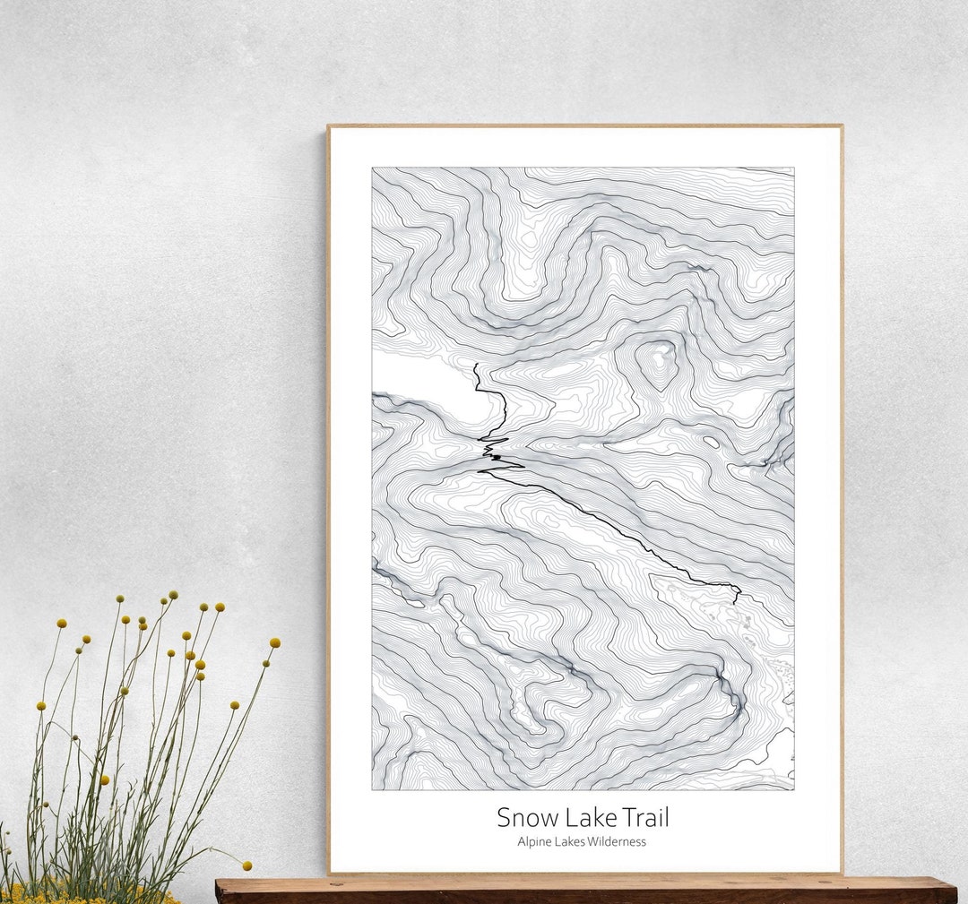 Snow Lake Trail Topographic Map Poster, Alpine Lakes Wilderness Hiking ...