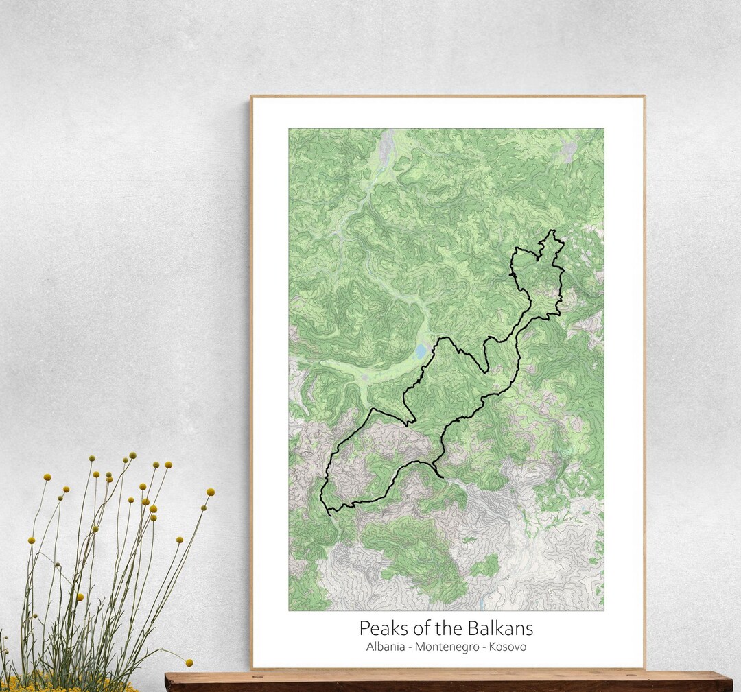 Peaks of the Balkans Trail Topographic Map Poster, Albania - Montenegro ...