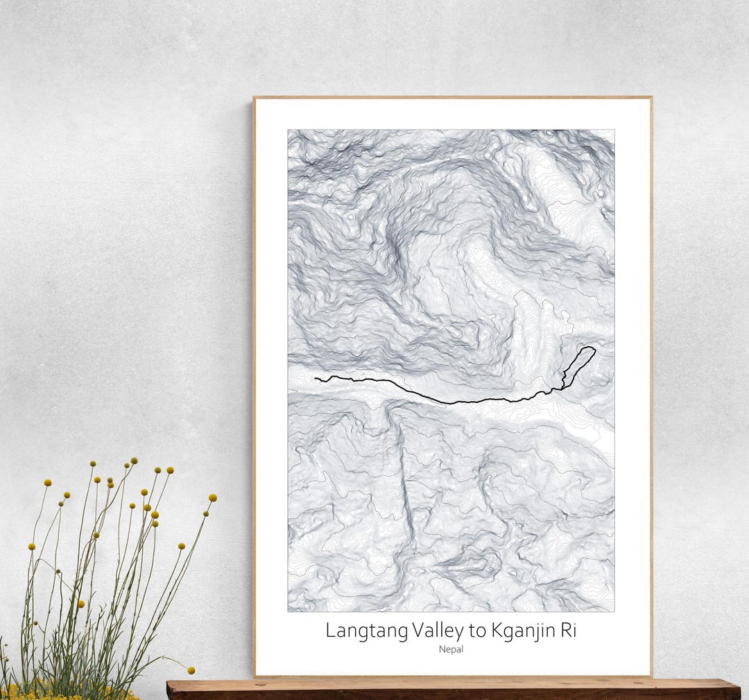Langtang Valley Trek Topographic Map, Nepal Hiking Poster - Etsy