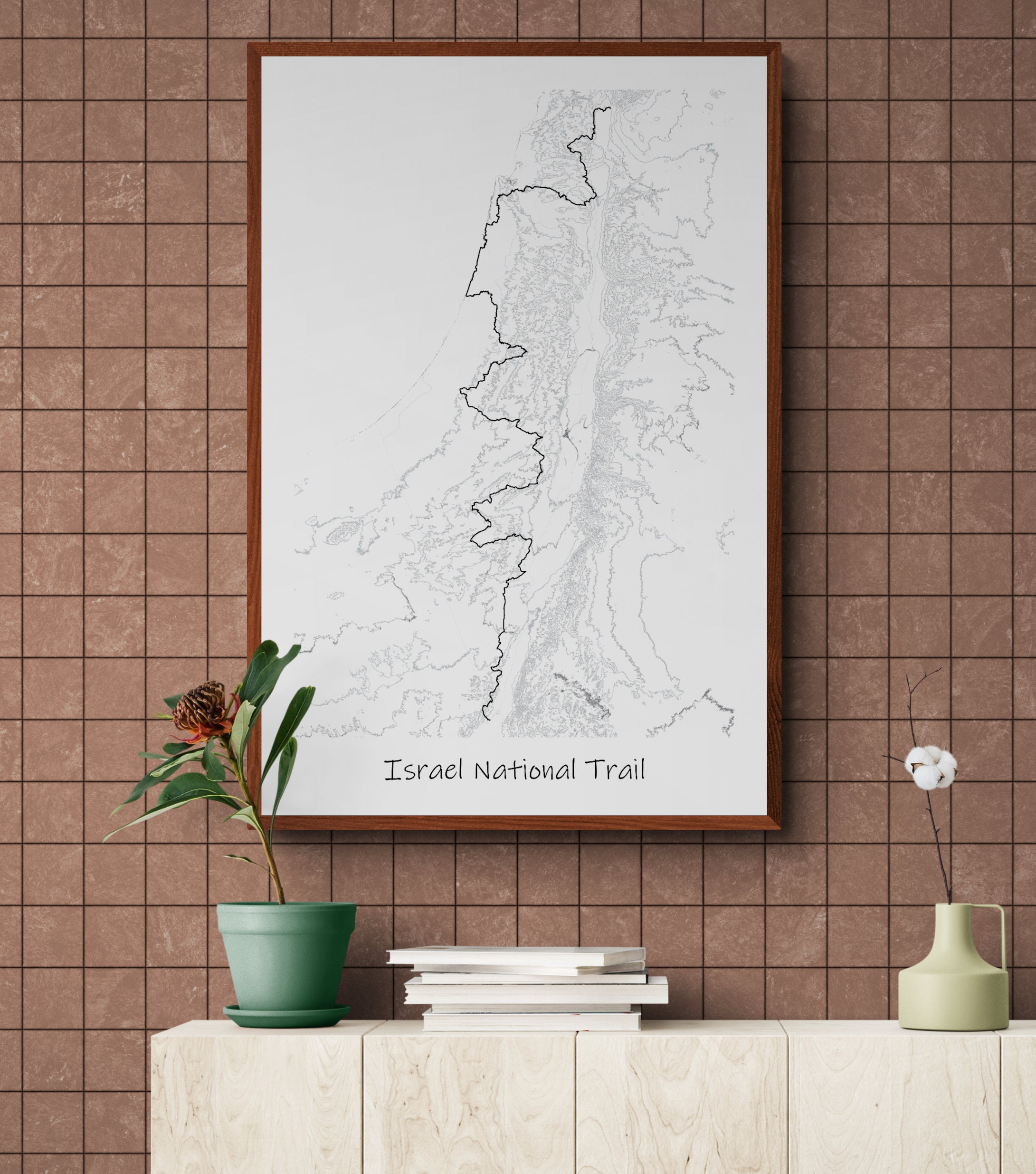 Digital Israel National Trail Topographic Map Poster, Israeli Hike ...