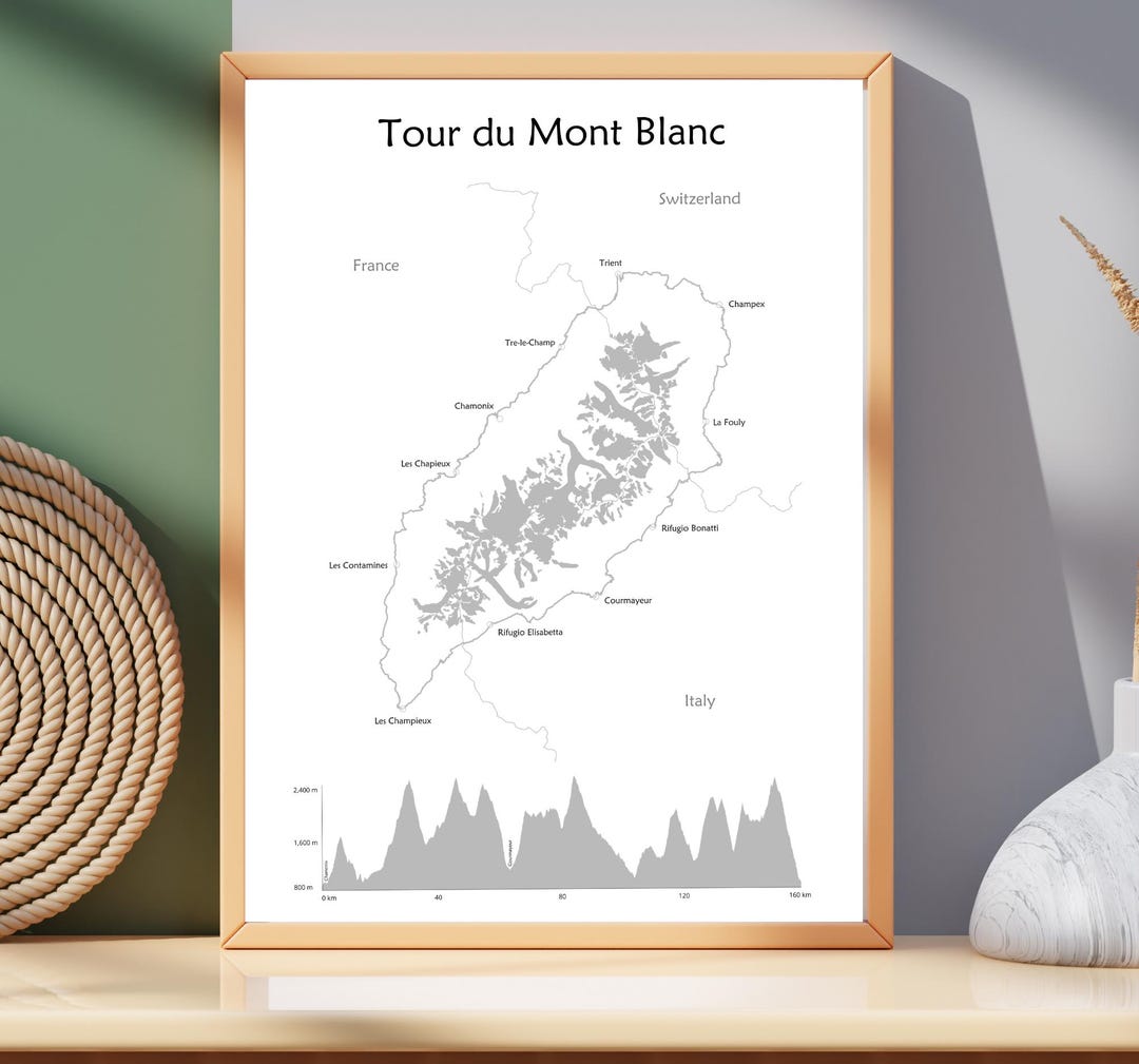 Tour Du Mont Blanc Trail Map Poster, TMB Trail Hiking. - Etsy