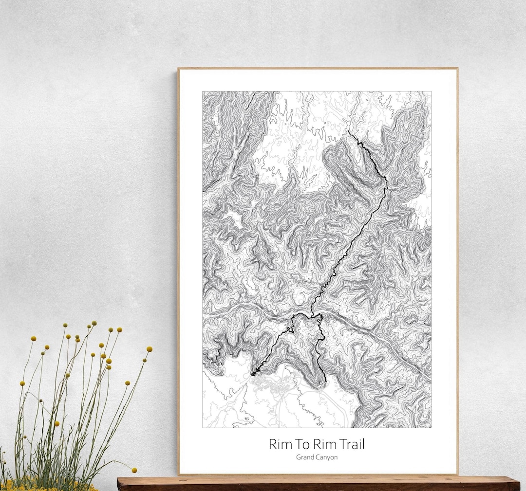 Grand Canyon Rim-to-rim Topographic Trail Map Art Print - Etsy