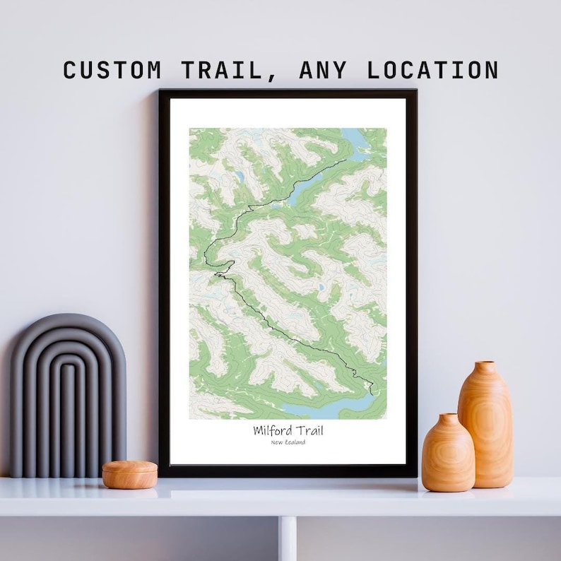 Custom Trail Map, Any Location Topographic Poster, Unique Gift for ...