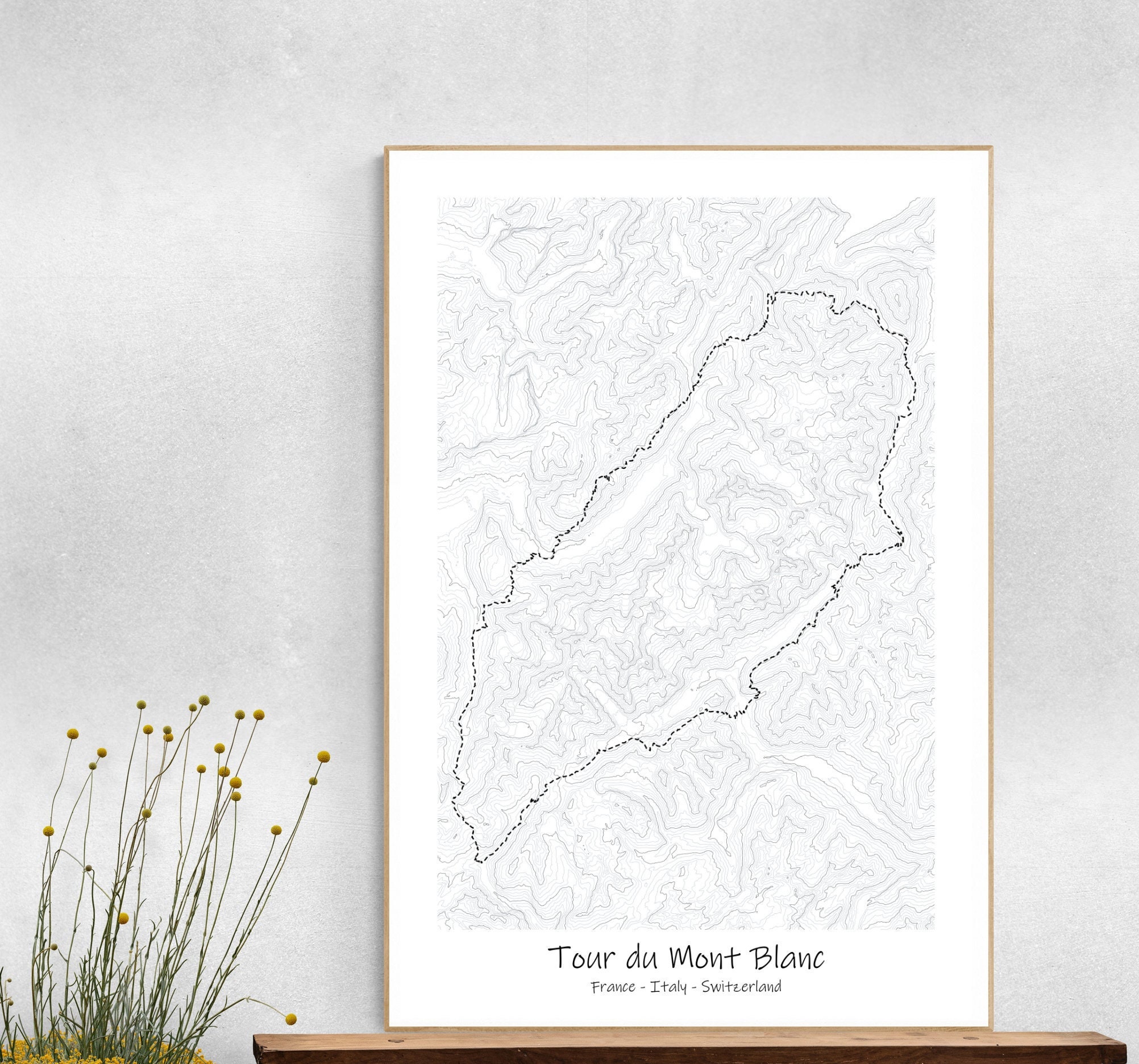 Tour Du Mont Blanc Trail Topographic Map Poster, TMB Trail Hiking, Mont ...