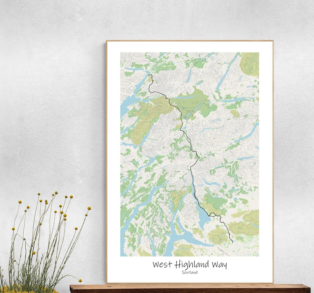 West Highland Way Trail Topographic Map Poster, West Dunbartonshire ...