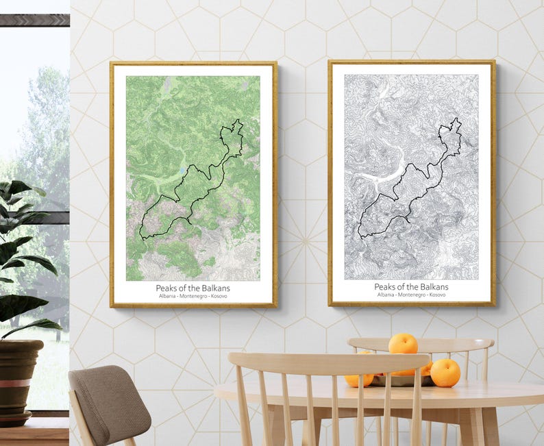 Peaks of the Balkans Trail Topographic Map Poster, Albania - Montenegro ...