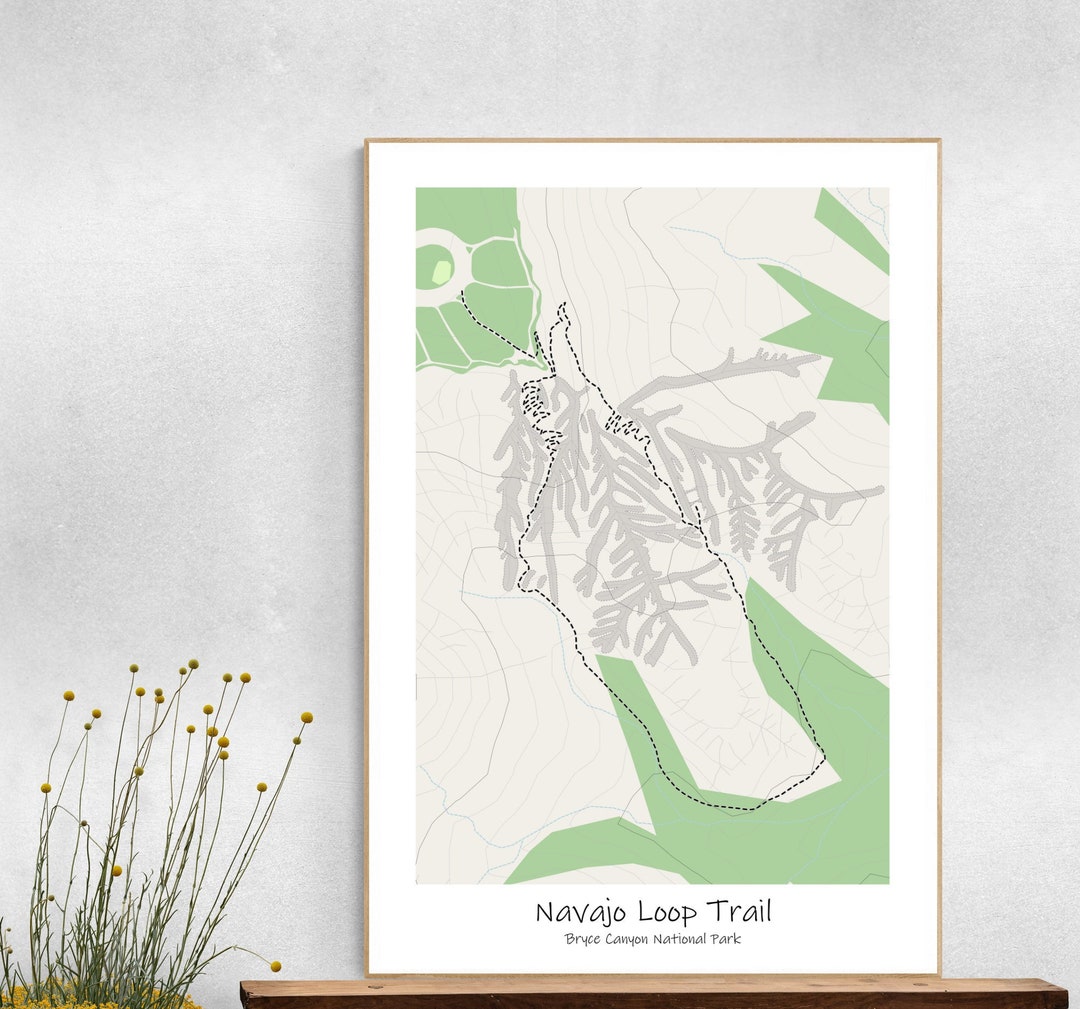 Navajo Loop Trail Topographic Map Poster, Bryce Canyon National Park ...
